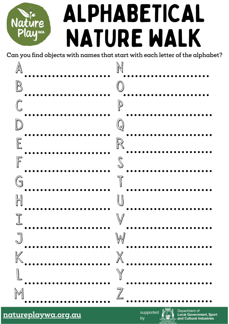 Alphabetical Nature Walk - Nature Play WA