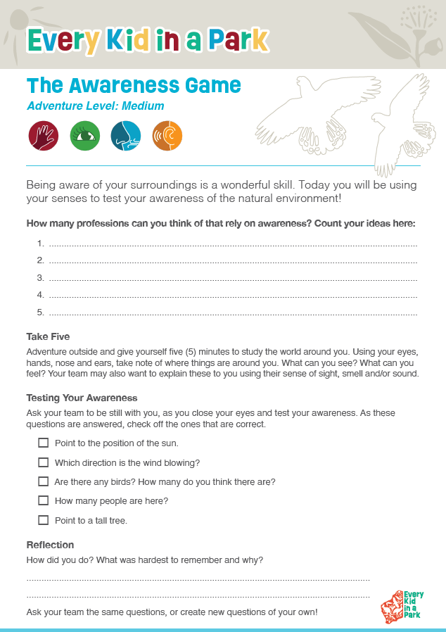 Activity Sheet: The Awareness Game - Nature Play WA