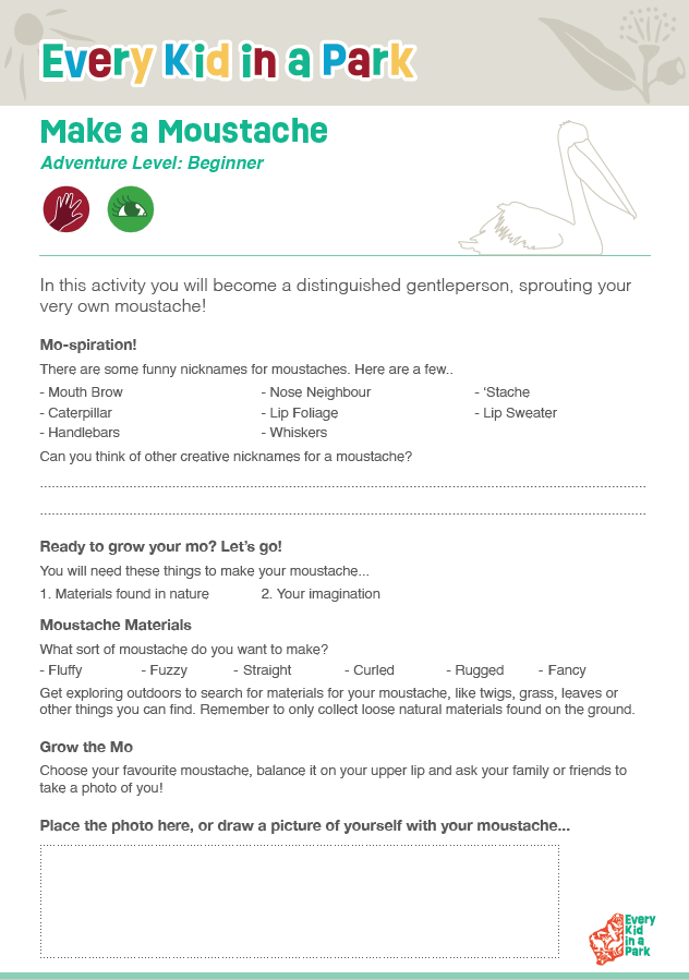Activity Sheet: Make a Moustache - Nature Play WA