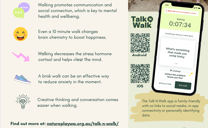 Talk N Walk for Wellbeing flyer - Nature Play WA